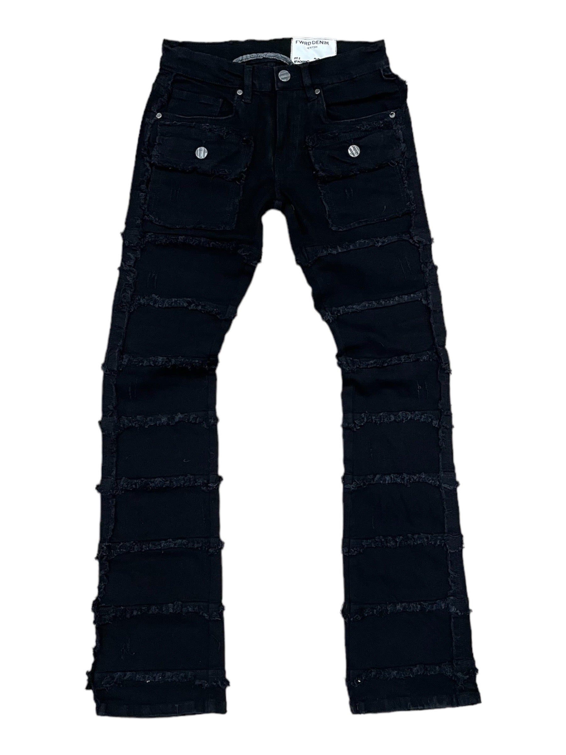 FWRD 'Patchwork True Stacked Denim' FW-33958A (Jet Black) | FRESH N FITTED